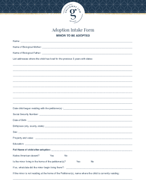 Fillable Online ADOPTION INTAKE FORM - bgallowaylaw.com Fax Email Print ...