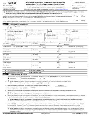 Fillable Online Form 1023-EZ Streamlined Application for ... - bigrex ...