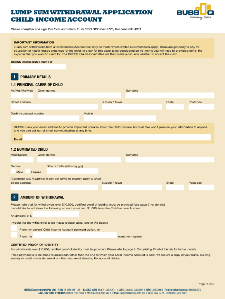 Fillable Online LUMP SUM WITHDRAWAL APPLICATION Fax Email Print - pdfFiller