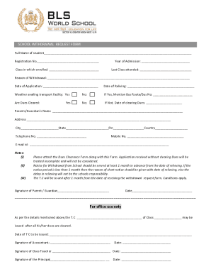 Fillable Online SCHOOL WITHDRAWAL REQUEST FORM Fax Email Print - pdfFiller