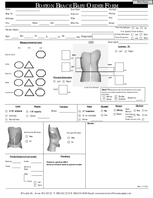 Fillable Online Boston Brace Baby Order Form Instructions Fax Email Print - pdfFiller