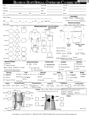 Fillable Online Measurement & Order Forms for Boston O&P Orthotics ...