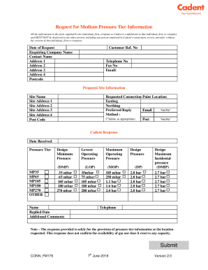 Fillable Online Request for Medium Pressure Tier Information - Cadent ...
