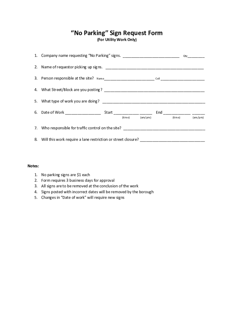 Fillable Online no parking notice pdf Fax Email Print - pdfFiller