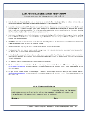 Fillable Online DATA RECTIFICATION REQUEST (DRR) FORM Fax Email Print ...
