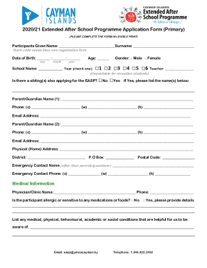 Fillable Online schools edu 2020/21 Extended After School Programme ...