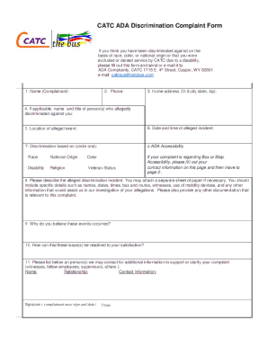 Fillable Online CATC ADA Discrimination Complaint Form Fax Email Print ...