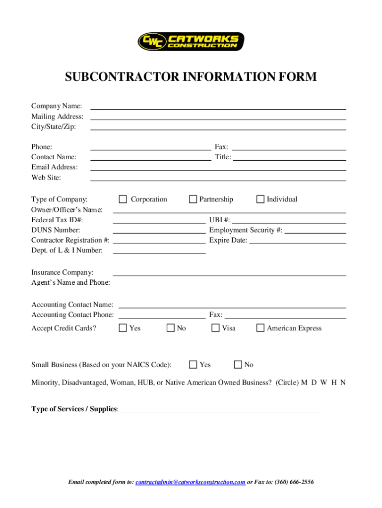 Fillable Online Section 10 Subcontractors - Insulated Concrete Forms ...