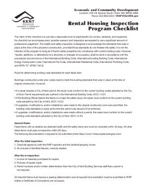 Fillable Online Rental Housing Inspection Program Checklist Fax Email ...