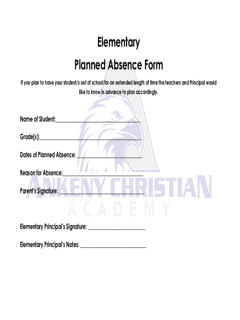 Fillable Online Pre-Planned Absence Form - Rose Tree Media School ...