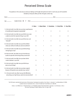 Fillable Online Perceived Stress Scale - New HampshirePERCEIVED STRESS ...