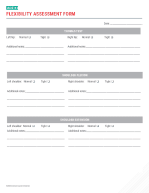 Fillable Online flexibility Assessments Worksheet - ACE Fax Email Print ...