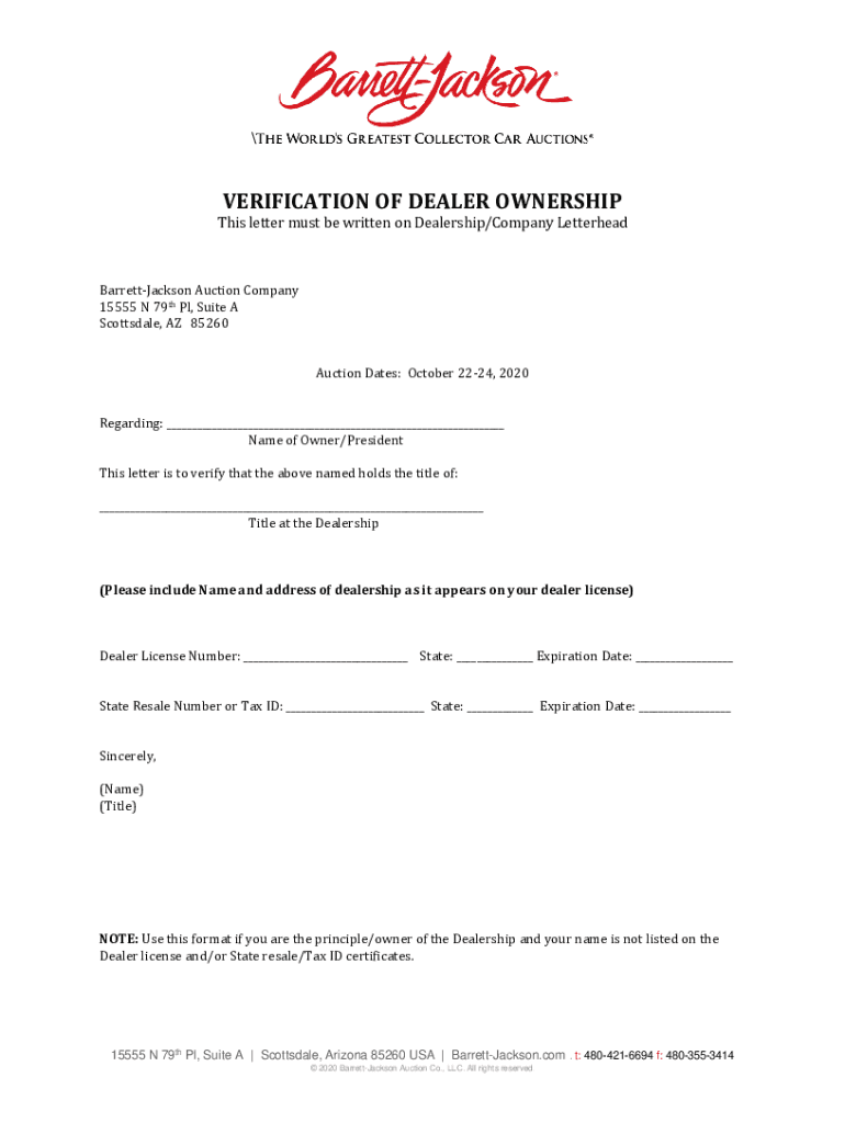 Fillable Online AUTHORIZATION TO BID LETTER: (Dealer's Representatives ...