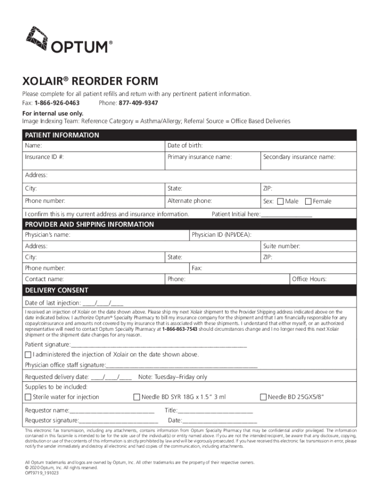 Fillable Online REORDER FORM Fax Email Print - pdfFiller