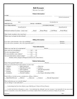 Fillable Online Our Services - Bell Eyecare Fax Email Print - pdfFiller