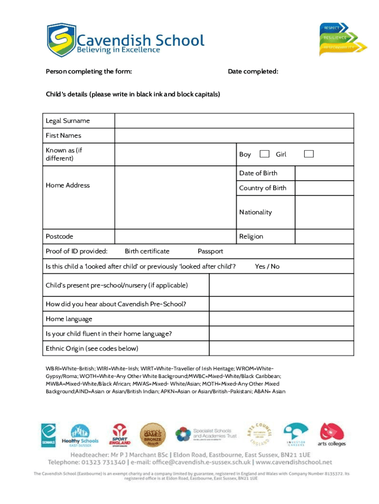 Fillable Online Childs details (please write in black ink and block capitals) Fax Email Print ...