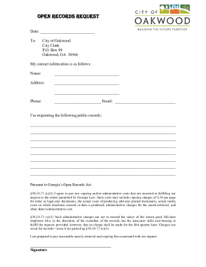 Fillable Online Form-Open records request Fax Email Print - pdfFiller