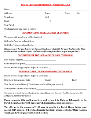 Fillable Online Guidelines For the Rite of Christian Initiation of ...