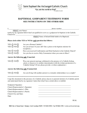 Fillable Online Fillable Online baptismal godparent testimony form Fax ...