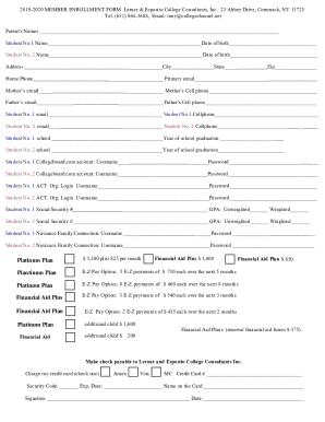 Fillable Online 2019-2020 MEMBER ENROLLMENT FORM Lerner & Esposito ...
