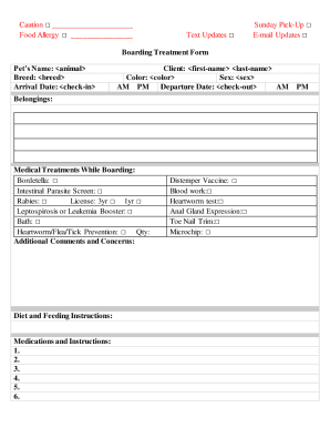 Fillable Online Boarding Treatment Form Fax Email Print - pdfFiller
