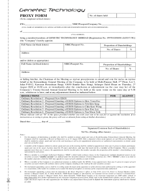 Fillable Online Corporate Proxy - Sample, Template - Word & PDFProxy ...
