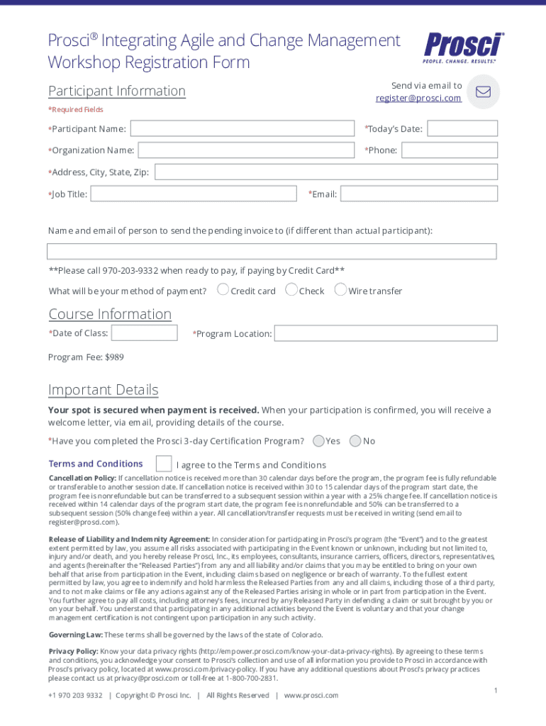 Fillable Online Prosci's Integrating Agile and Change Management ...