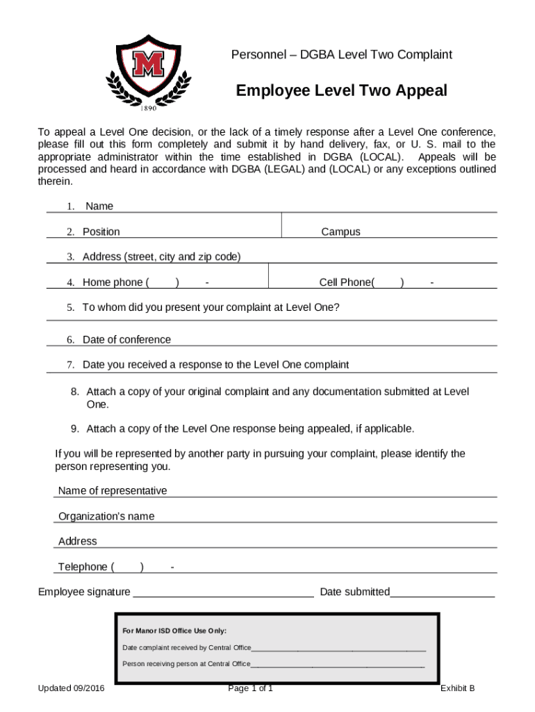 Parent/Student Complaint : Level One Doc Template | pdfFiller