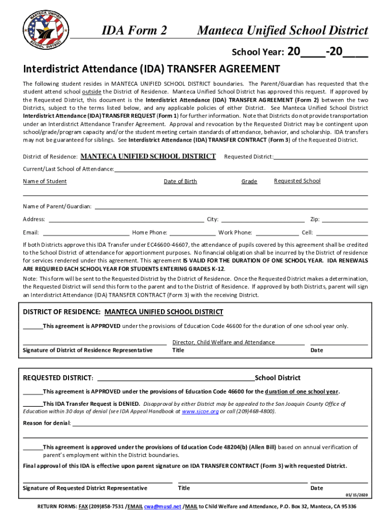 Fillable Online public sharepoint musd Interdistrict Attendance (IDA ...