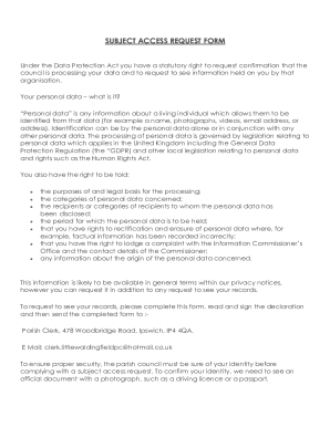 Fillable Online littlewaldingfield onesuffolk Subject Access Request ...