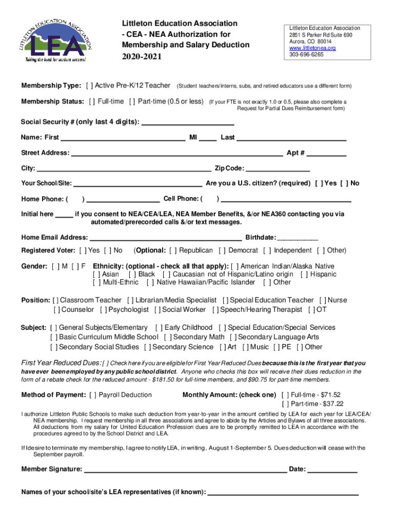 Fillable Online - CEA - NEA Authorization for Fax Email Print - pdfFiller