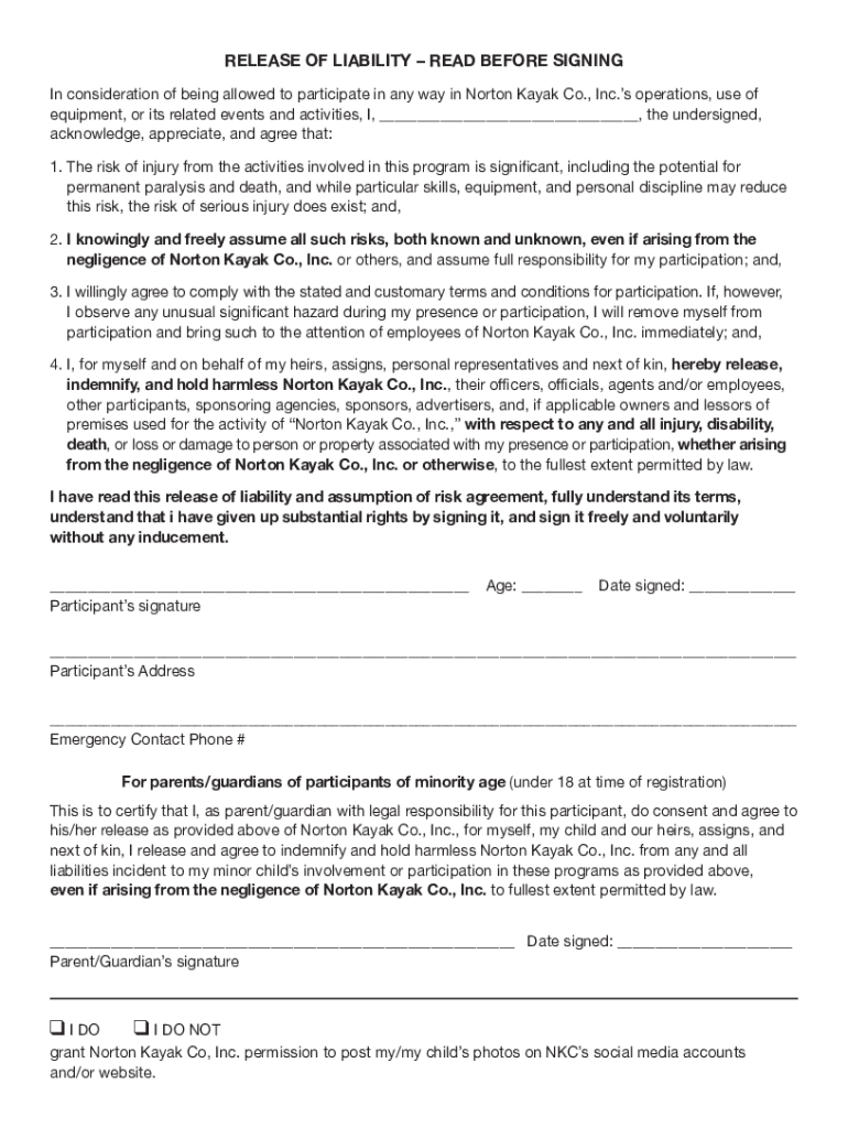 Fillable Online New NKC relase form 2019.indd Fax Email Print - pdfFiller