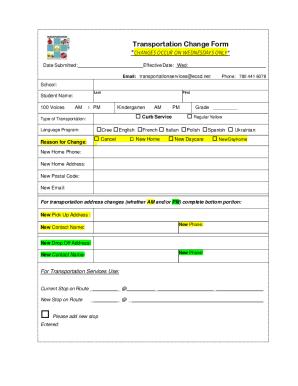 Fillable Online PDF Request for Transportation Change Form - DC Everest ...