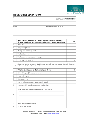 Fillable Online 2020 Home office claim form Fax Email Print - pdfFiller