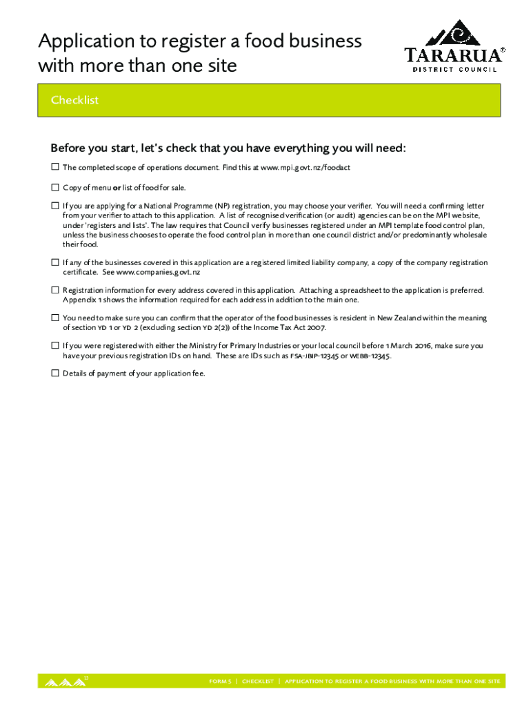 Fillable Online Application to register a food business with more than ...