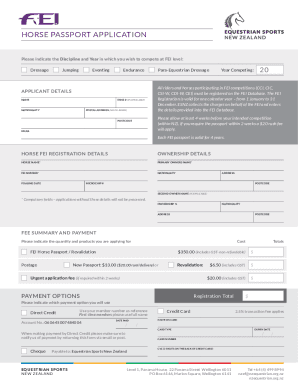 Fillable Online HORSE PASSPORT APPLICATION - nzequestrian.org.nz Fax ...