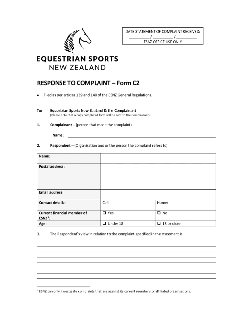 Fillable Online RESPONSE TO COMPLAINT - Form C2.docx Fax Email Print ...