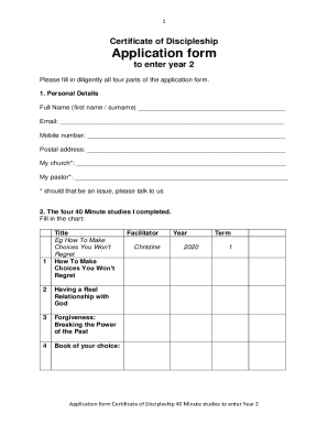 Fillable Online Certificate in Discipleship and Spiritual Direction ...