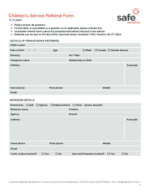 Fillable Online safenetwork org Referral Forms - ChildrensCalifornia ...