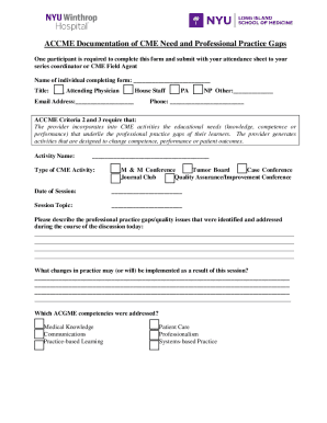 Fillable Online CME Application Samples Gaps and Educational Needs Fax ...