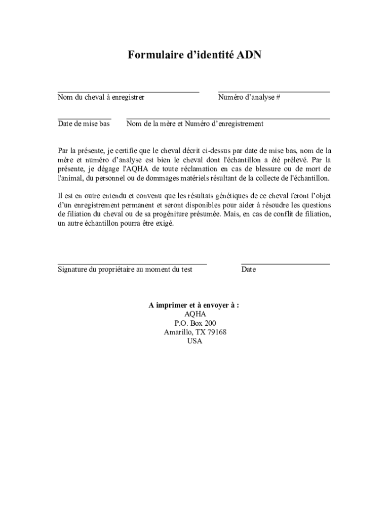Fillable Online Formulaire d'identit ADN - DNA Identity Form.docx Fax ...