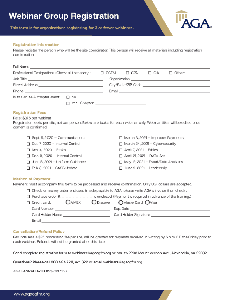 Fillable Online Webinar Group Registration Fax Email Print - pdfFiller