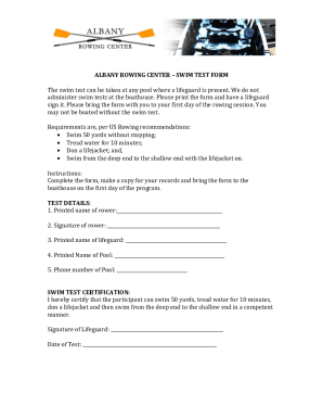 Fillable Online ALBANY ROWING CENTER SWIM TEST FORM Fax Email Print ...
