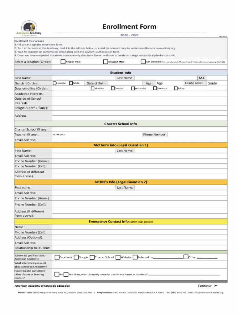 Fillable Online Priority Registration and Enrollment DatesAmerican ...