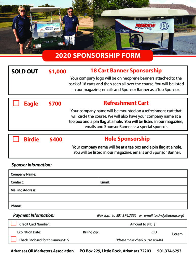 Fillable Online 2020 Sponsorship Fill-in Form Fax Email Print - pdfFiller