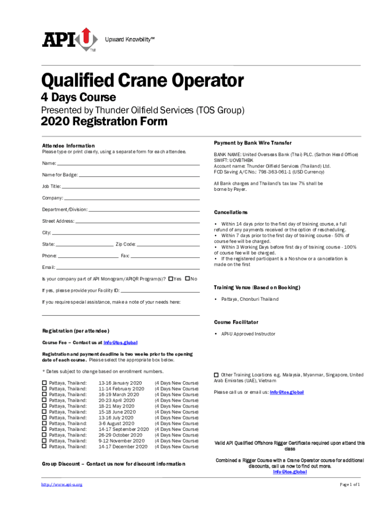 Fillable Online Qualified Crane Operator - API Fax Email Print - pdfFiller
