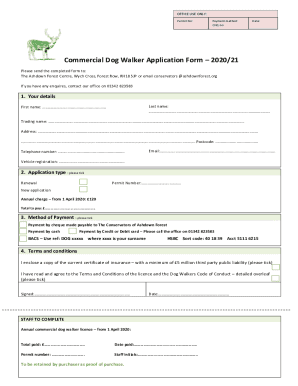 Fillable Online Commercial Dog Walker Application Form 2020/21 Fax ...