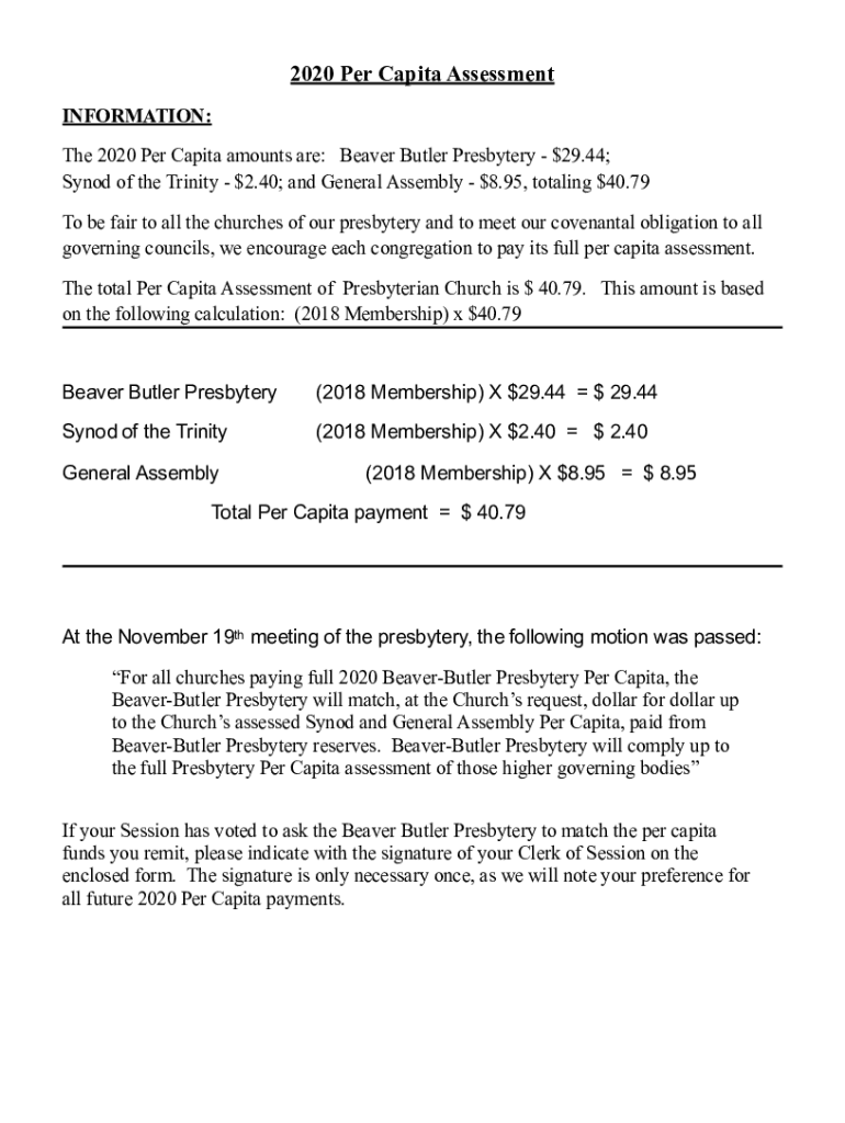 Fillable Online 2020 Per Capita Information and Remittance Form Fax Email Print - pdfFiller
