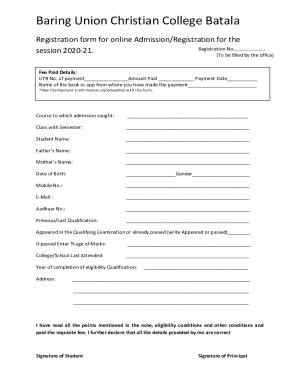 Fillable Online Baring Union Christian College Batala Fax Email Print ...