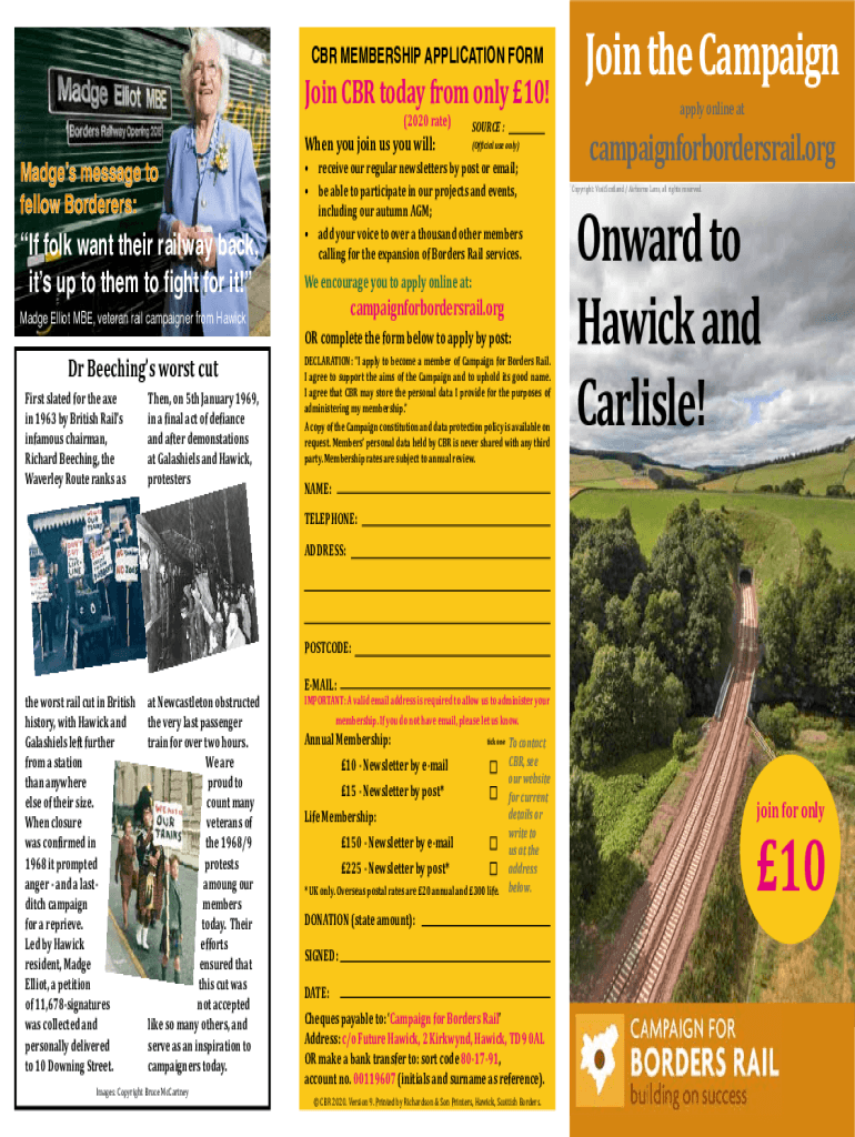 Fillable Online CBR MEMBERSHIP APPLICATION FORM Fax Email Print - pdfFiller